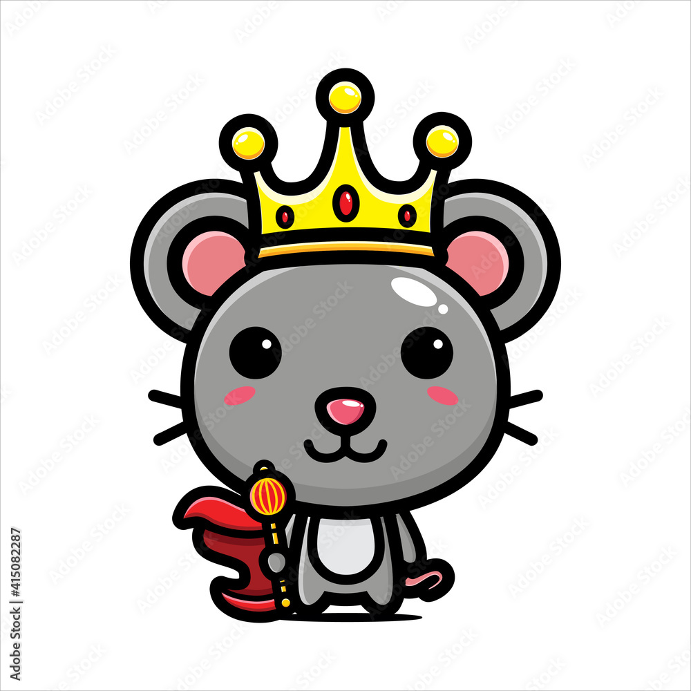 cartoon cute mouse king vector design Stock Vector | Adobe Stock