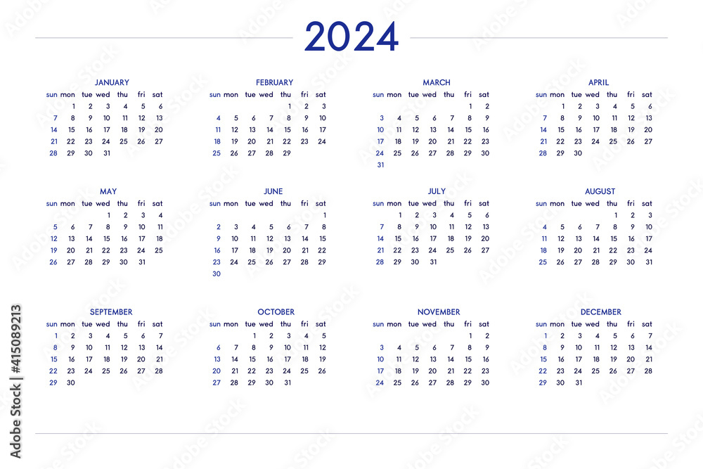 2024 calendar set in classic strict style. wall table calendar schedule ...