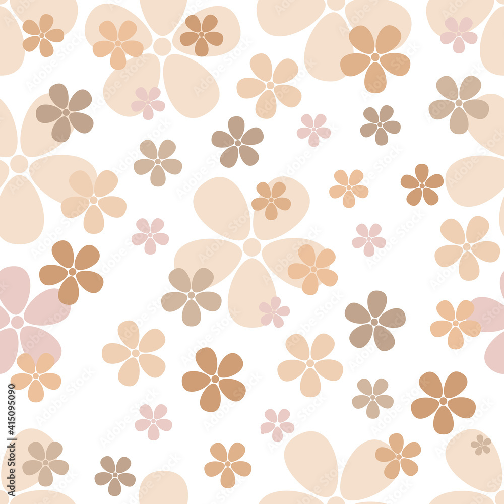 Seamless Floral Pattern of skintones flowers vector illustration. Plant ...