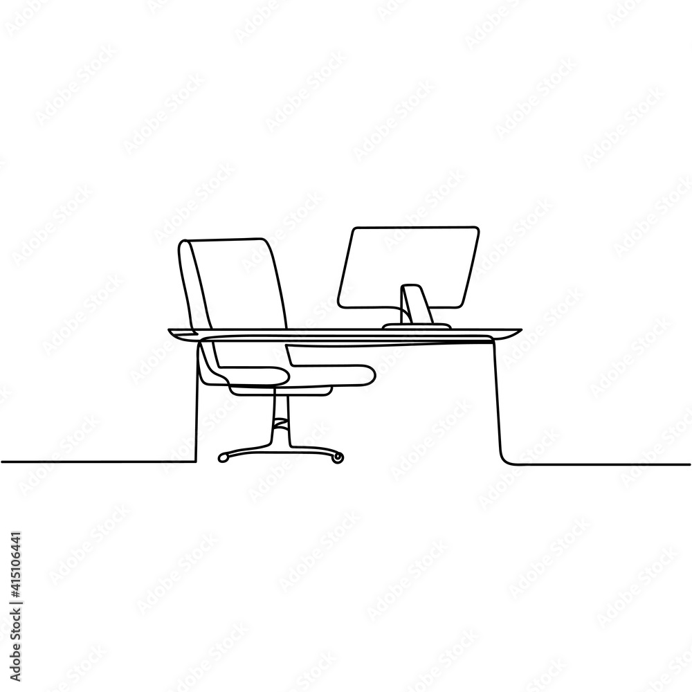 Continuous one line drawing of a empty ceo office. Vector illustration ...
