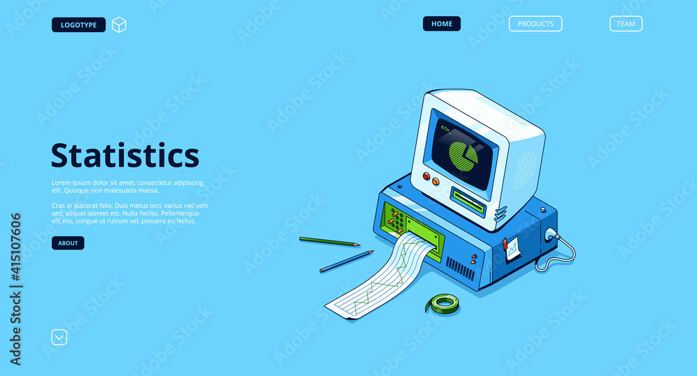 Statistics banner. Analysis and research information, data report with ...