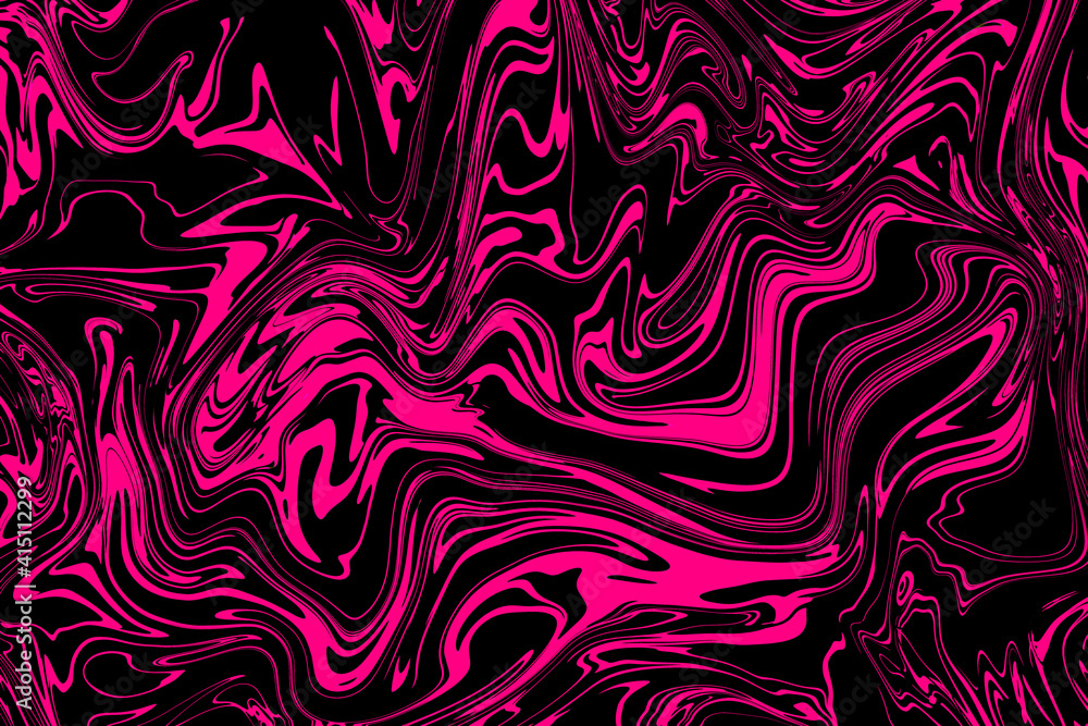 Abstract dynamic pattern in black and pink colors. The pink elements ...