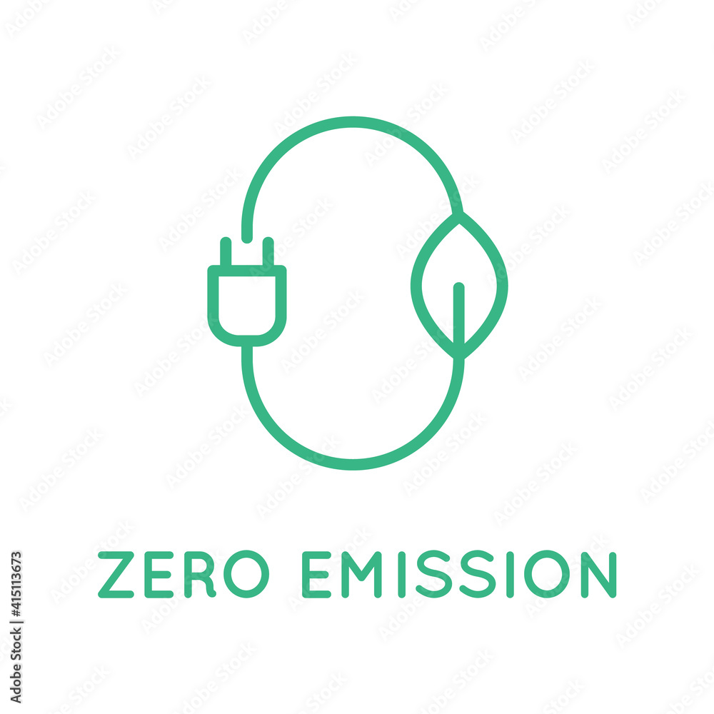 Zero emission sign, logo, symbol. Stylized number zero with a leaf and ...