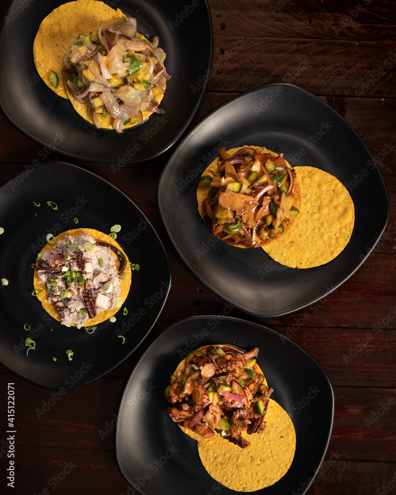 tostadas de mariscos ceviche camaron pulpo frutos del mar comida ...