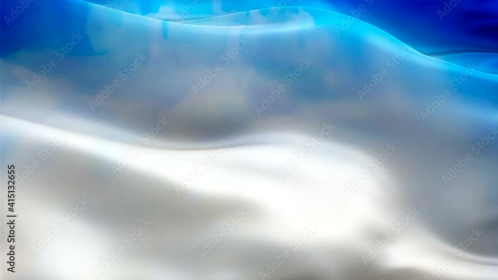 Silk Flag Animation of Sky Blue color background video waving in wind ...