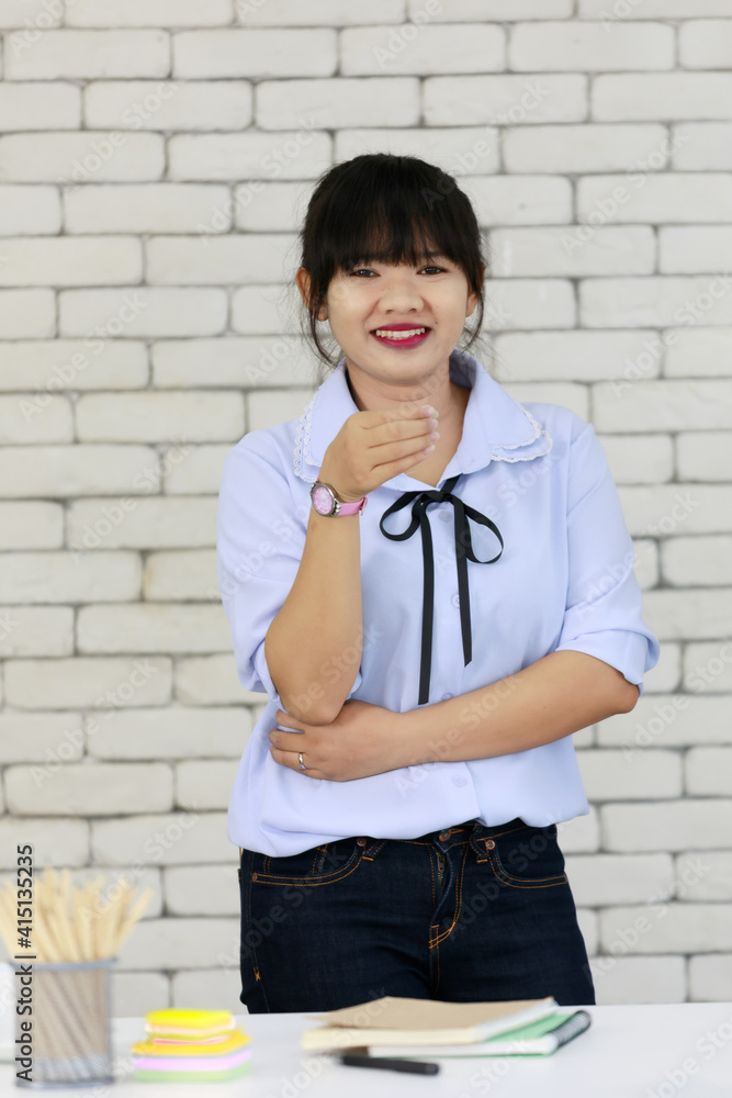 A young and beautiful Asain women learning and displaying the skill of ...