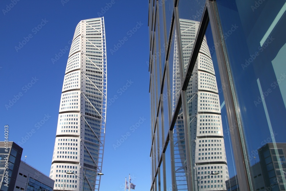 MALMO, SWEDEN - MARCH 8, 2011: Turning Torso skyscraper in Malmo. It ...