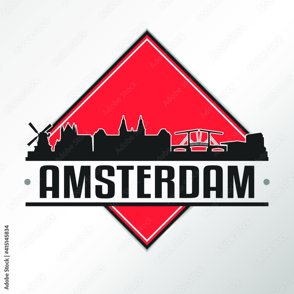 Amsterdam Netherlands Skyline Logo. Adventure Landscape Design. Vector ...