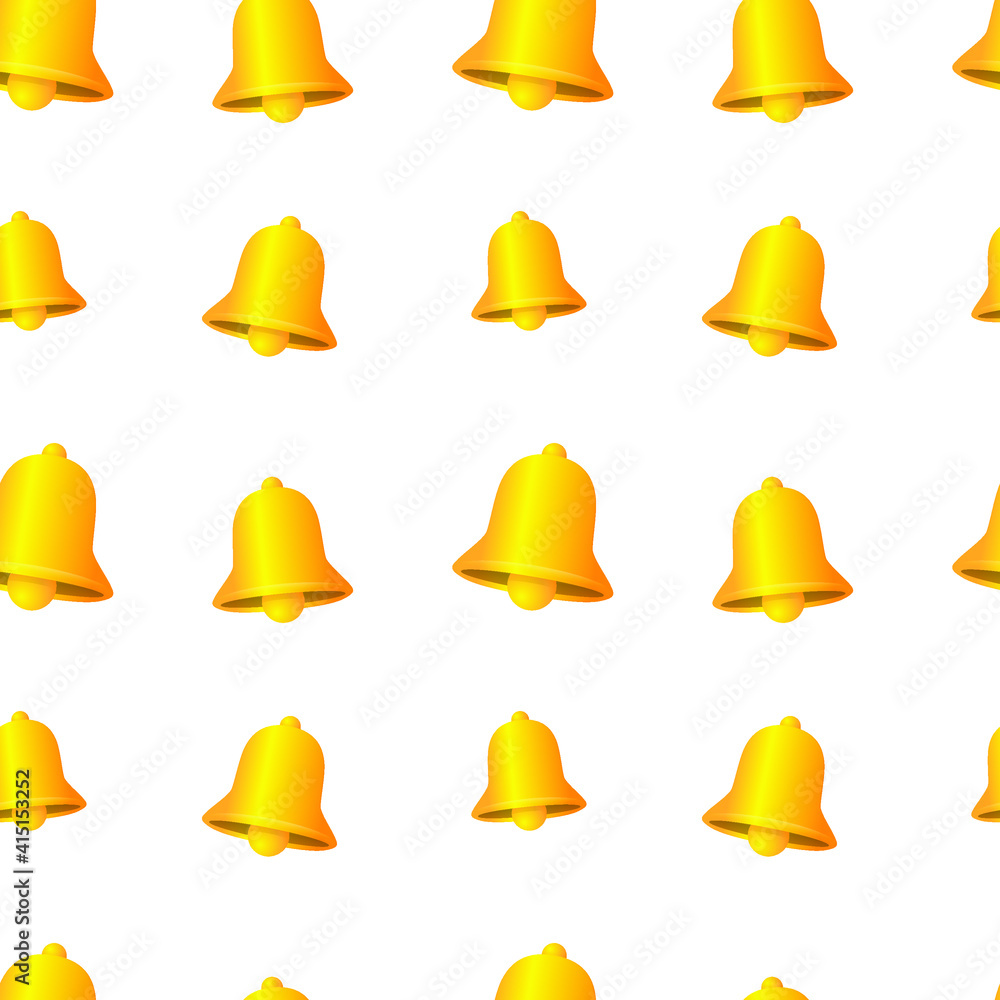 Bell Emoji Pattern. Ringer Gold Yellow Seamless Background Symbols ...
