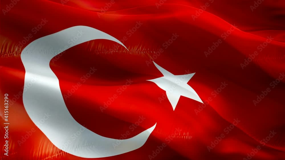 Turkish flag Closeup 1080p Full HD 1920X1080 footage video waving in ...