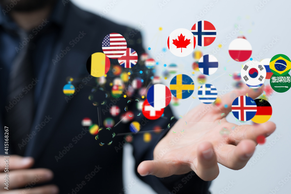World map with all states and their flags,3d render. Stock Photo ...