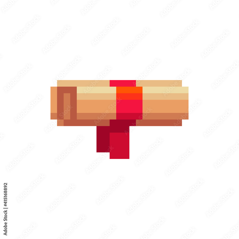 Pixel paper scroll icon. Sticker design. Old school computer graphic ...