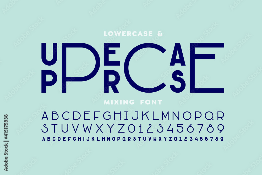 Lowercase and uppercase letters mixing font, alphabet and numbers Stock ...