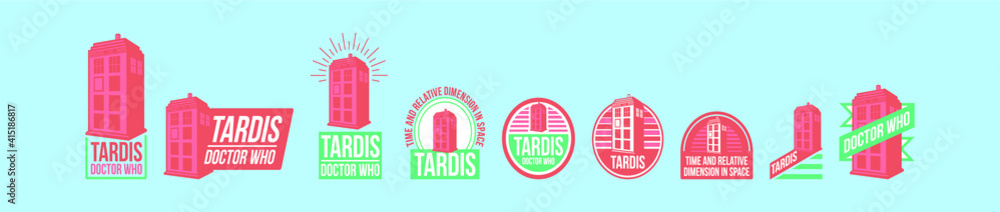 set of British police box or public call cartoon icon design template ...