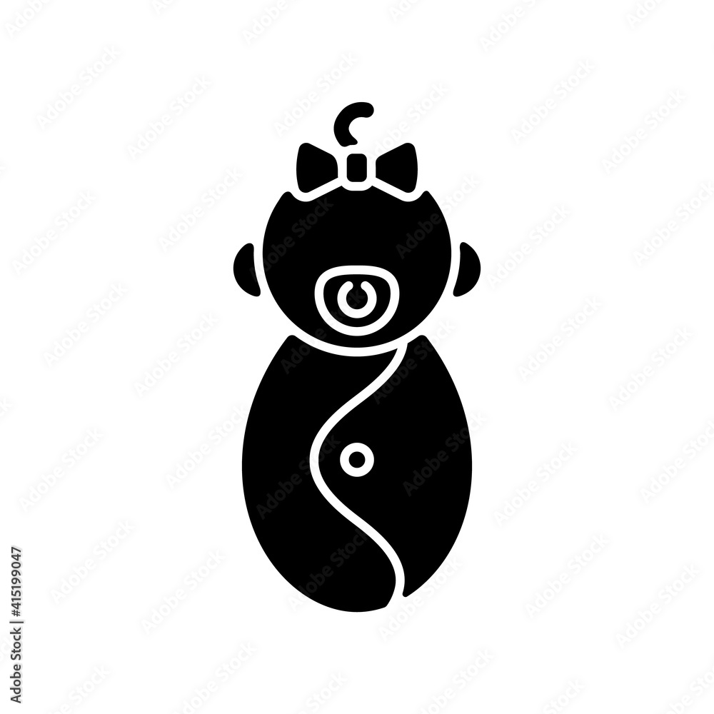Female newborn black glyph icon. Infancy stage. Rapid growth after ...