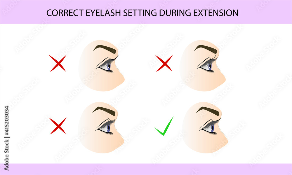 Correct application of artificial eyelashes to natural ones. Eyelash ...