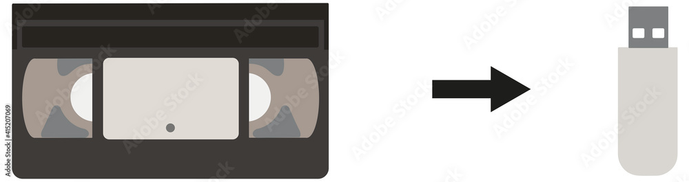 vhs cassette to usb media color Stock Illustration | Adobe Stock