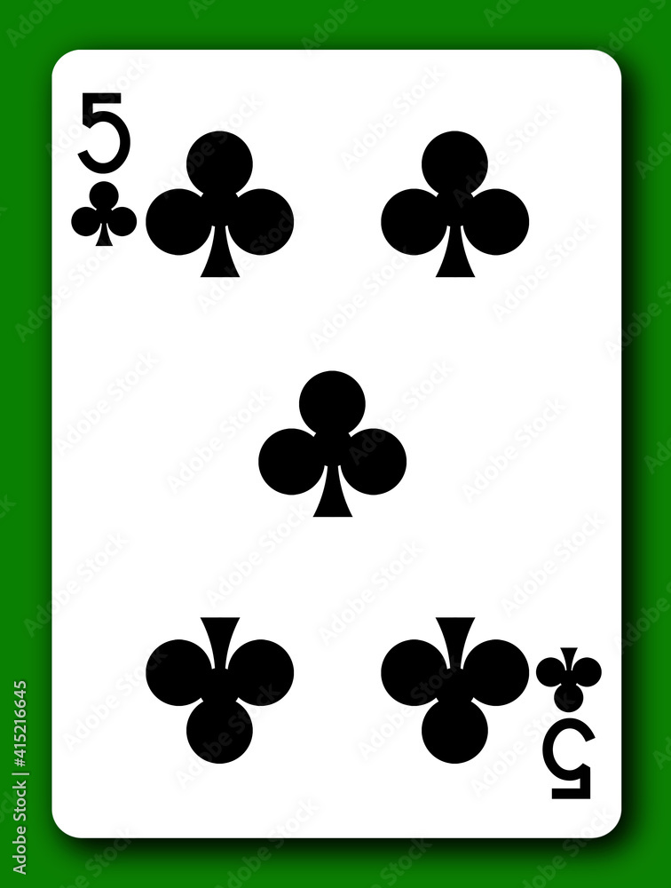 5 Five of Clubs playing card with clipping path to remove background ...