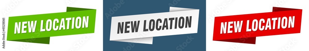 new location banner. new location ribbon label sign set Stock Vector ...