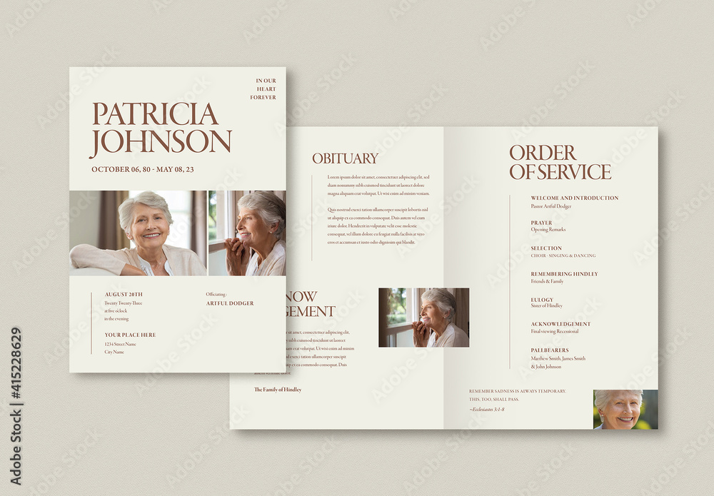 Funeral Program Layout Stock Template | Adobe Stock