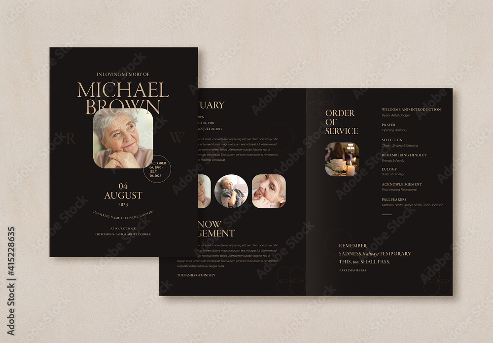 Funeral Program Layout Stock Template | Adobe Stock