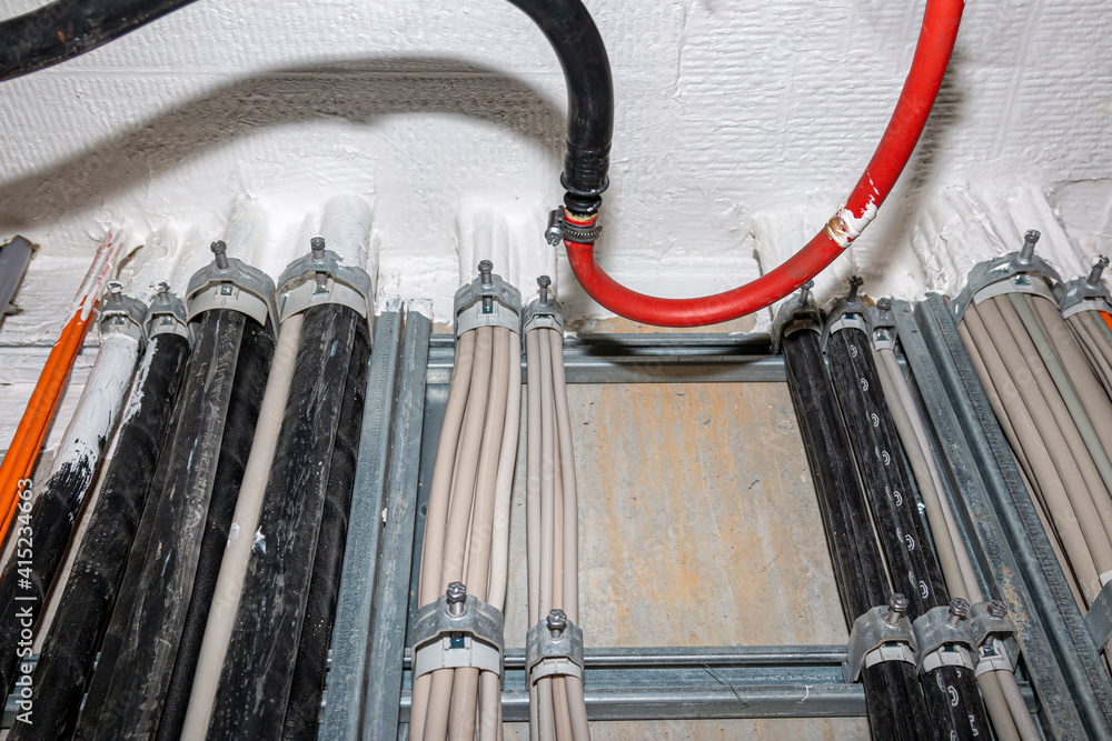 Fire barrier in a wall with cable duct Stock Photo | Adobe Stock