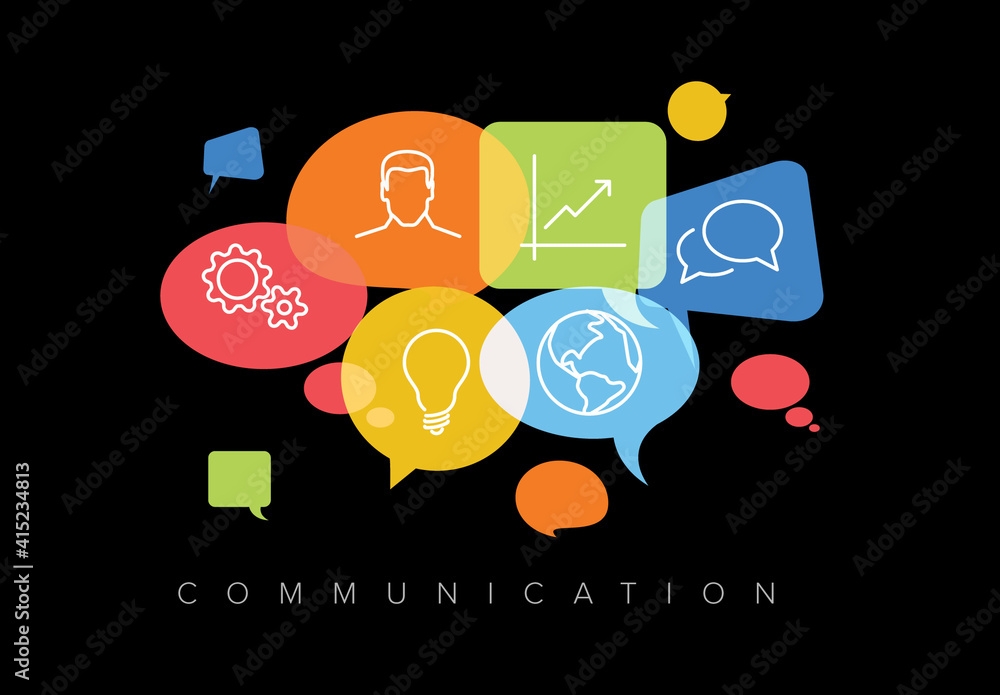 Communication Concept Illustration with Icons Stock Template | Adobe Stock