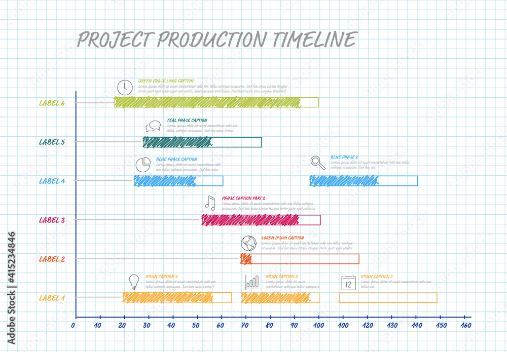 Gantt Project Production Timeline Graph Stock Template | Adobe Stock