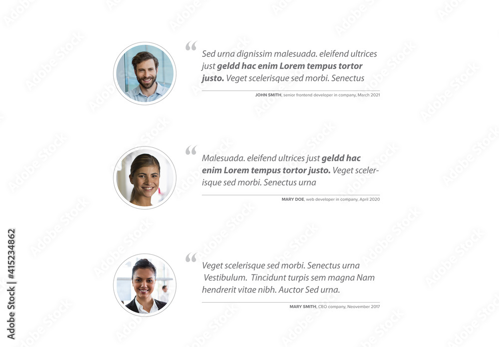 Testimonials Review Section Layout Layout Stock Template | Adobe Stock
