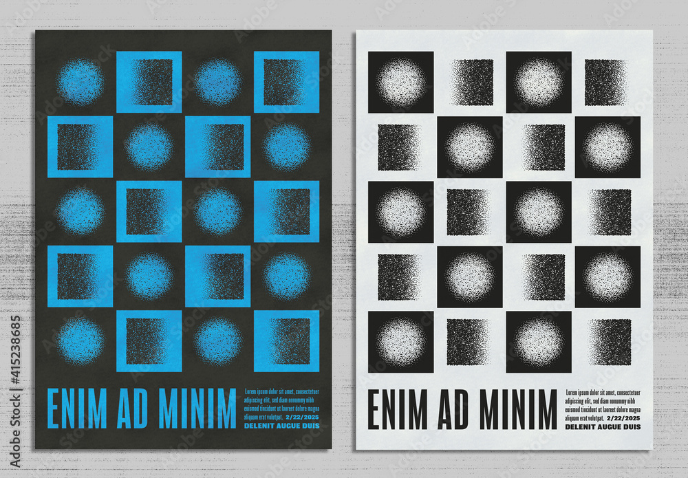 Retro Style Poster Design Layout with Geometric Shapes with Stipple ...