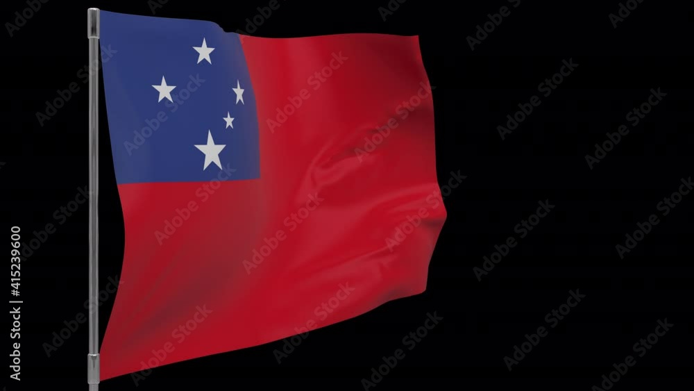 Samoa waving flag seamless loop animation. 4k Alpha Channel transparent ...
