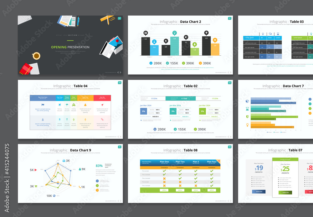 Data Chart and Table Infographic Presentation Stock Template | Adobe Stock