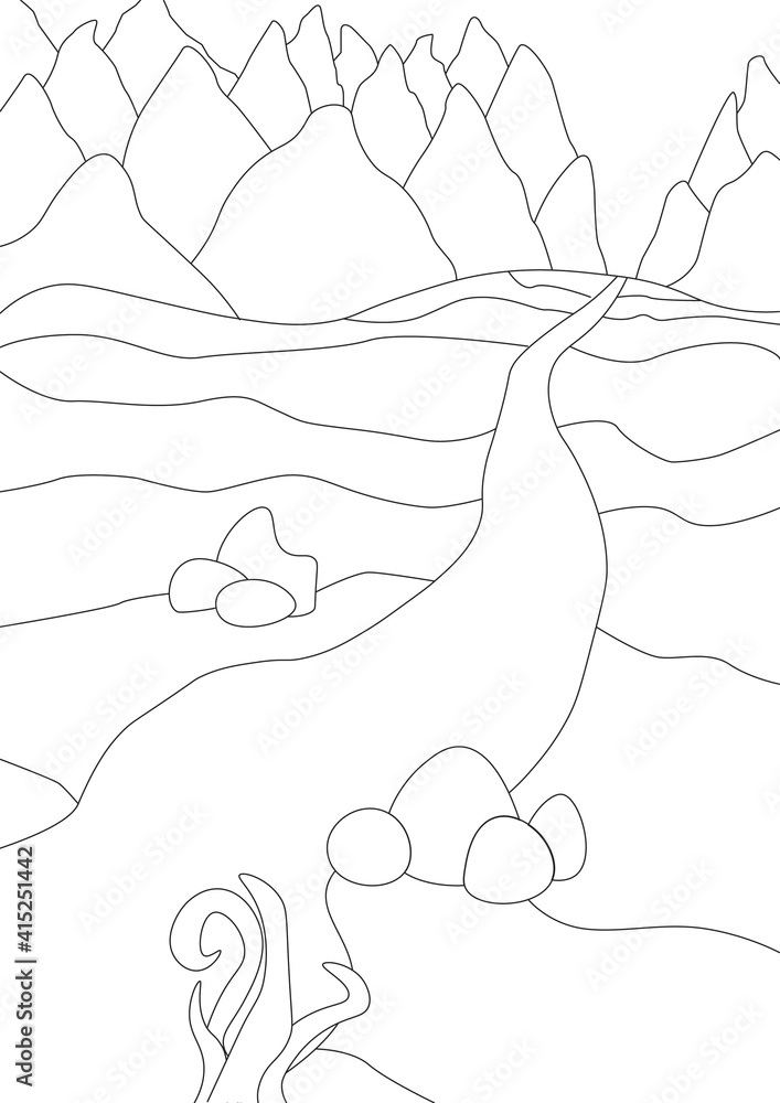 Coloring landscape. Colorless anti-stress coloring pages for kids and ...