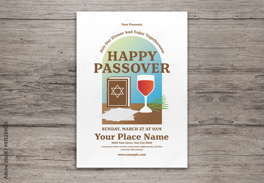 Happy Passover Flyer Layout Stock Template | Adobe Stock