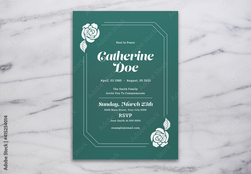 Funeral Invitation Layout Stock Template | Adobe Stock