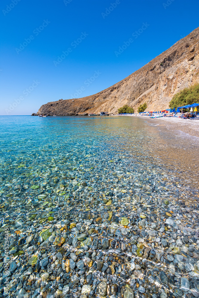Glyka Nera beach (Sweet Water or Fresh Water). View of the remote and ...