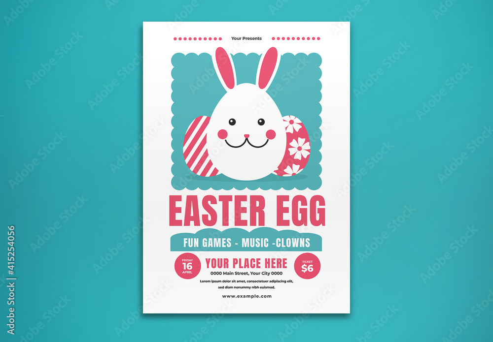Easter Egg Flyer Layout Stock Template | Adobe Stock