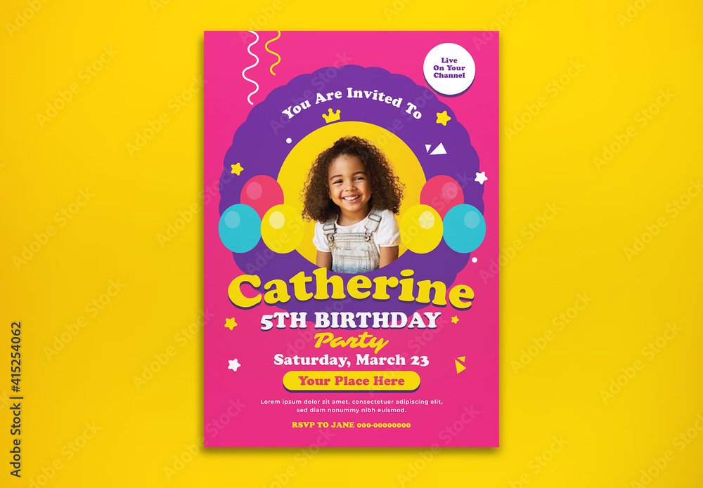 Birthday Party Invitation Layout Stock Template | Adobe Stock