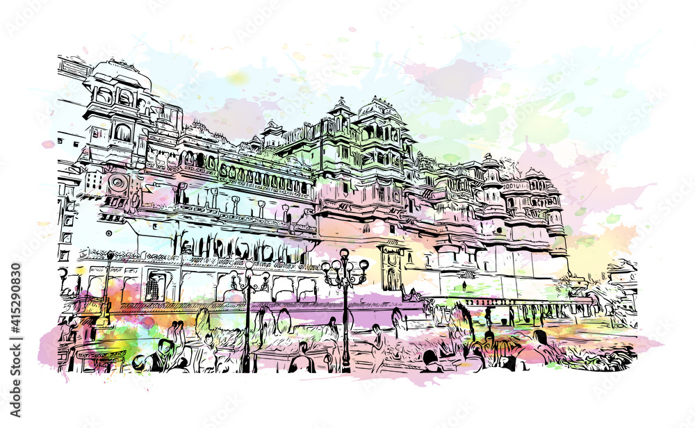 Building view with landmark of Udaipur is the city in India ...