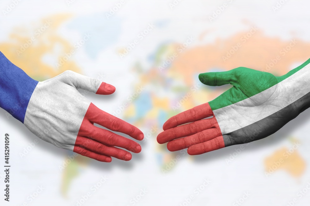 United Arab Emirates and France - Flag handshake symbolizing ...