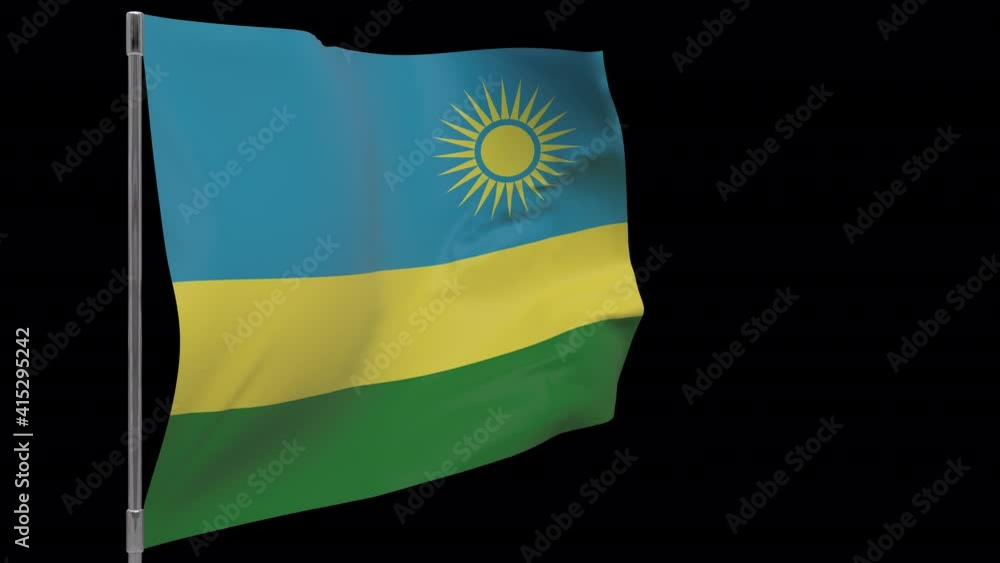 Rwanda waving flag seamless loop animation. 4k Alpha Channel ...