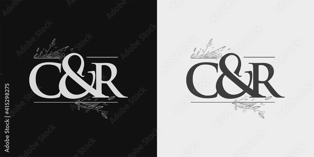 CR Initial logo, Ampersand initial Logo with Hand Draw Floral, Initial ...