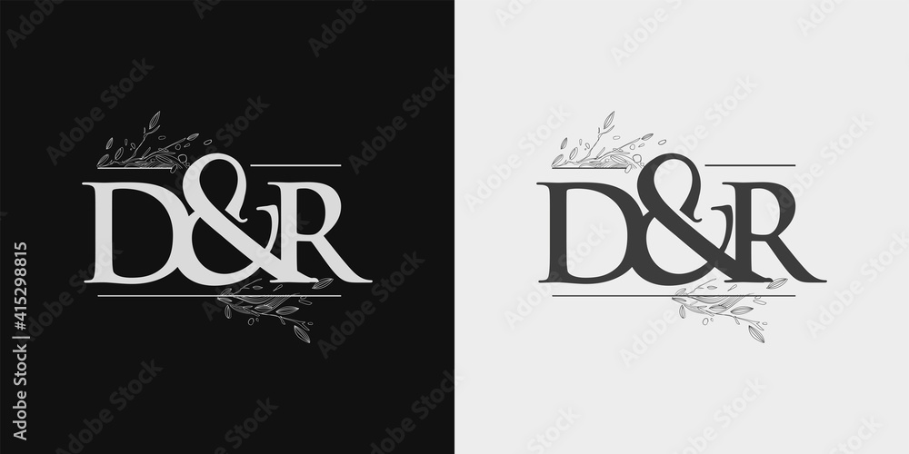 DR Initial logo, Ampersand initial Logo with Hand Draw Floral, Initial ...