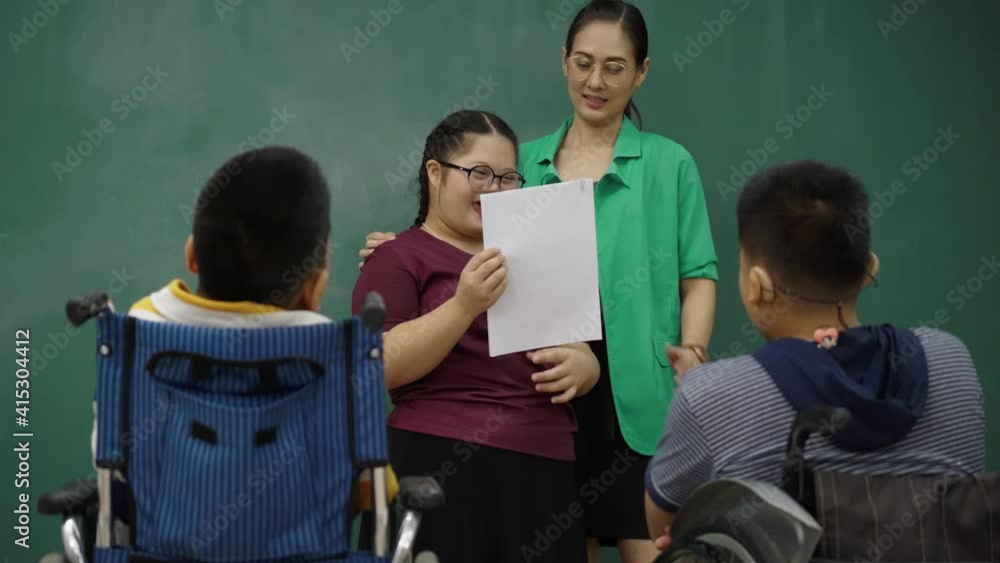 Asian girl with autism doing activities in classroom Practice your ...