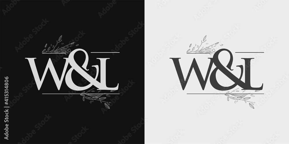 WL Initial logo, Ampersand initial Logo with Hand Draw Floral, Initial ...