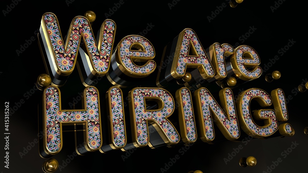 Elegant Gold Metal Floral Texture We Are Hiring Text Lettering ...