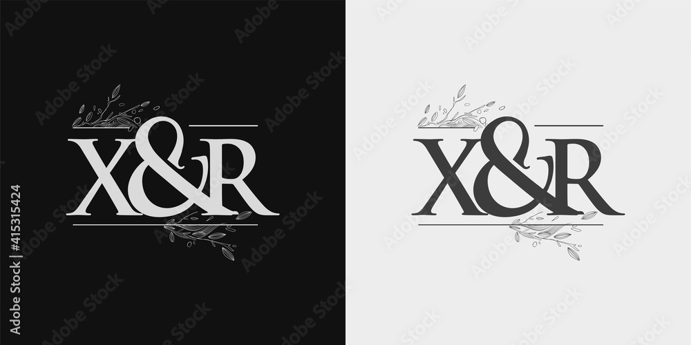 XR Initial logo, Ampersand initial Logo with Hand Draw Floral, Initial ...