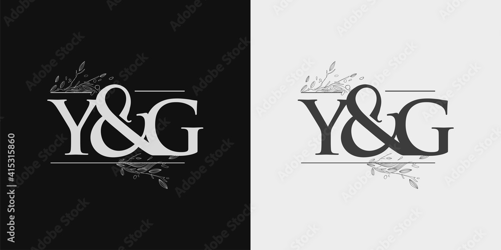 YG Initial logo, Ampersand initial Logo with Hand Draw Floral, Initial ...
