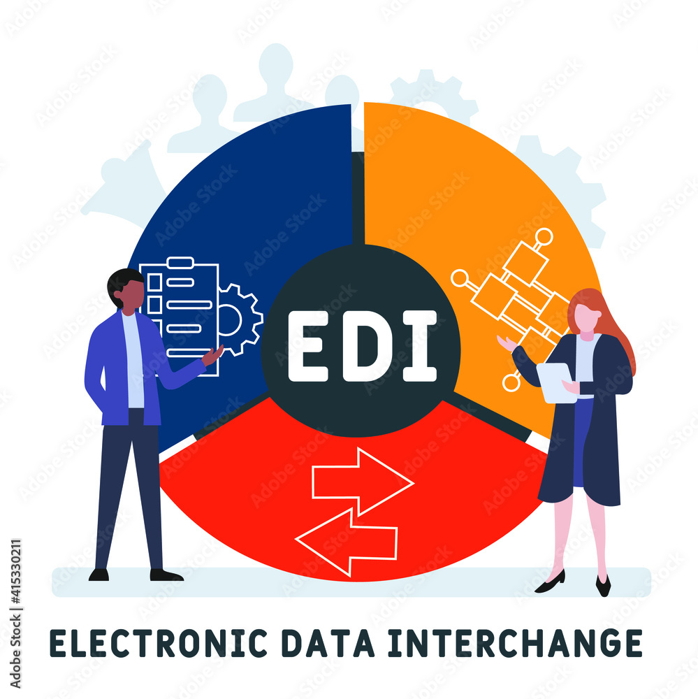 Flat design with people. EDI - Electronic Data Interchange. acronym ...