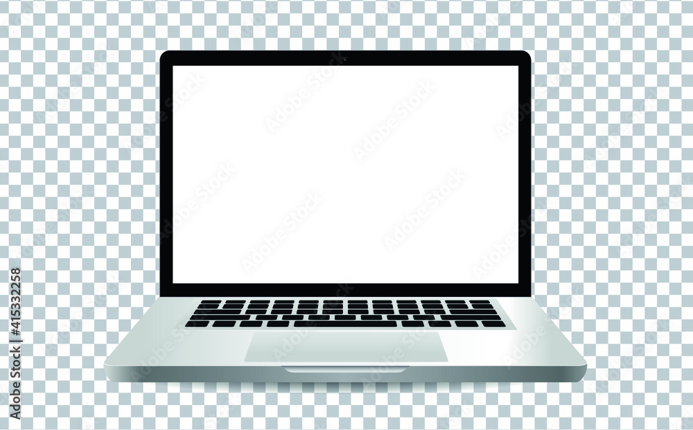 Modern laptop computer vector mockup isolated on transparent. Vector ...